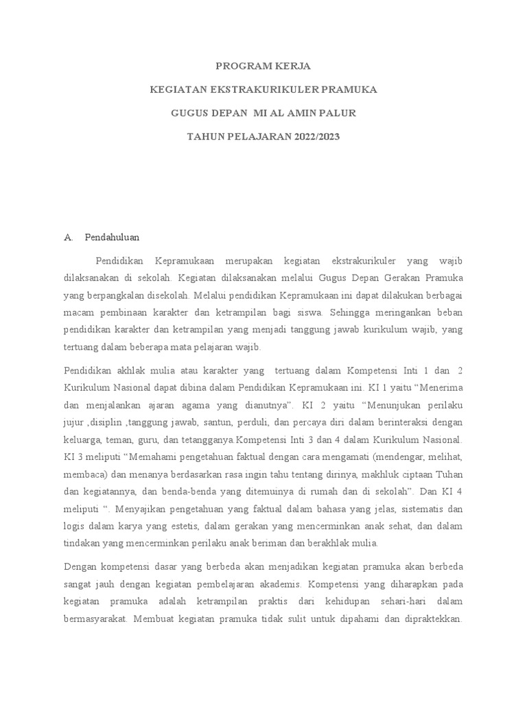 Program Kerja Pramuka Siaga | PDF