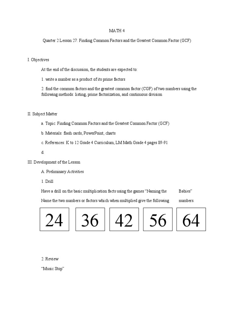 Math 4 Lesson Plan Q2 - W2 | PDF | Elementary Mathematics | Learning