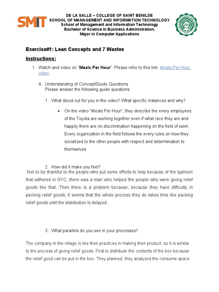 Exercise#1 - Lean Concepts and 7 Wastes | Download Free PDF | Lean ...