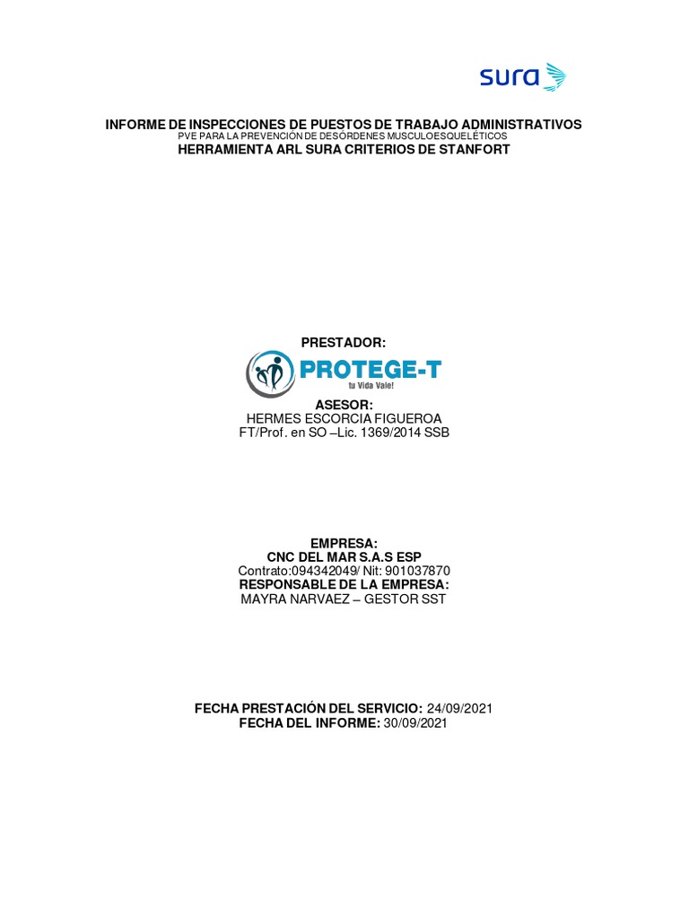 Informe Inspección Puestos de Trabajo Admón DME | PDF | Factores humanos y ergonomía | Diseño