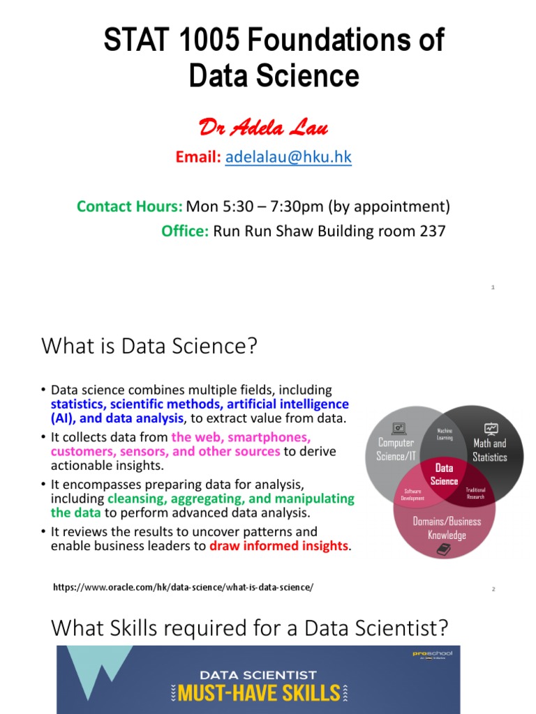 STAT 1005 Lecture 1 (DR Lau) - Sep 2022 | PDF | Analytics | Data Science