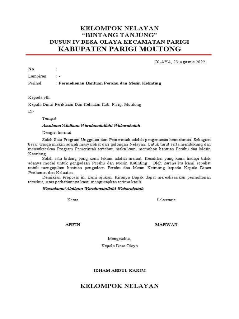 Proposal Perahu Dan Mesin 2022 | PDF