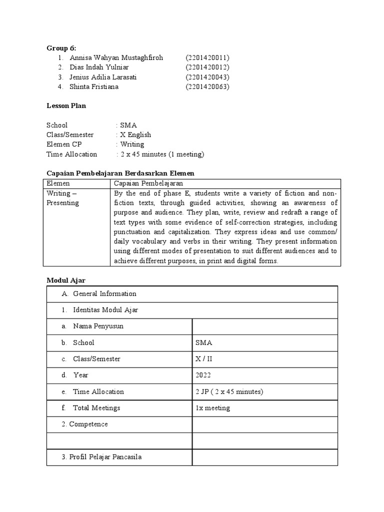 Lesson Plan Microteaching_Writing Narrative | PDF | Human Communication ...