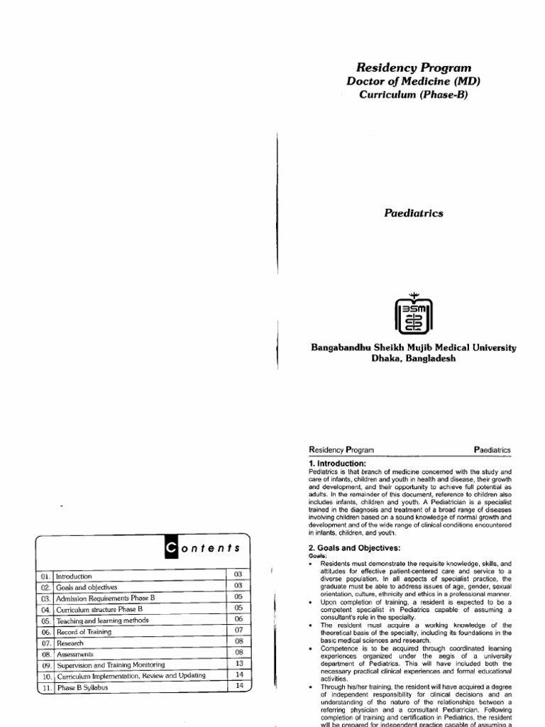 MD, Paediatrics Curriculum Phase-B | PDF