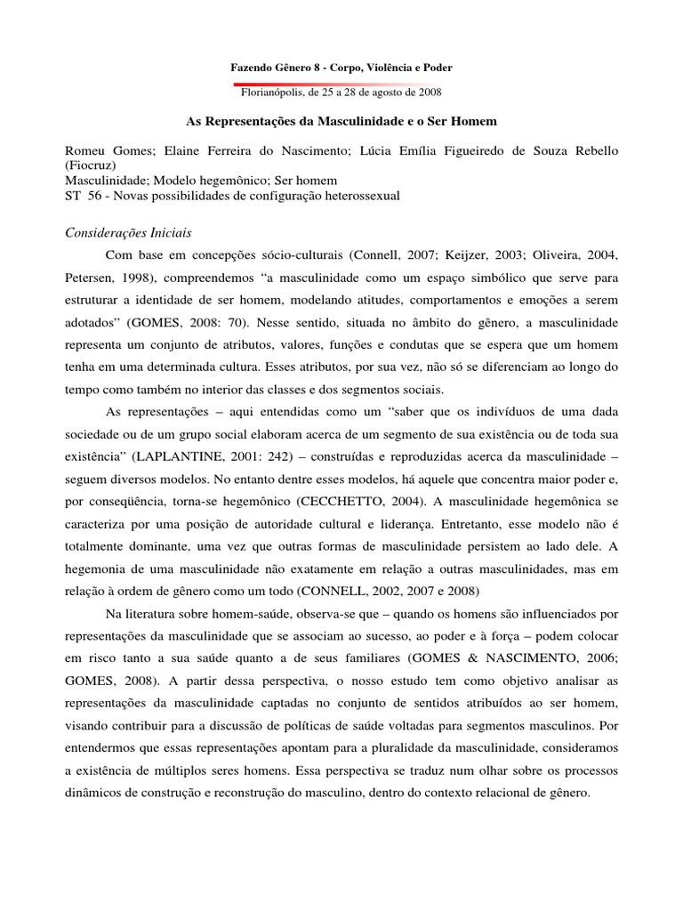 As representações da masculinidade hegemônica e seus desafios à luz de ...