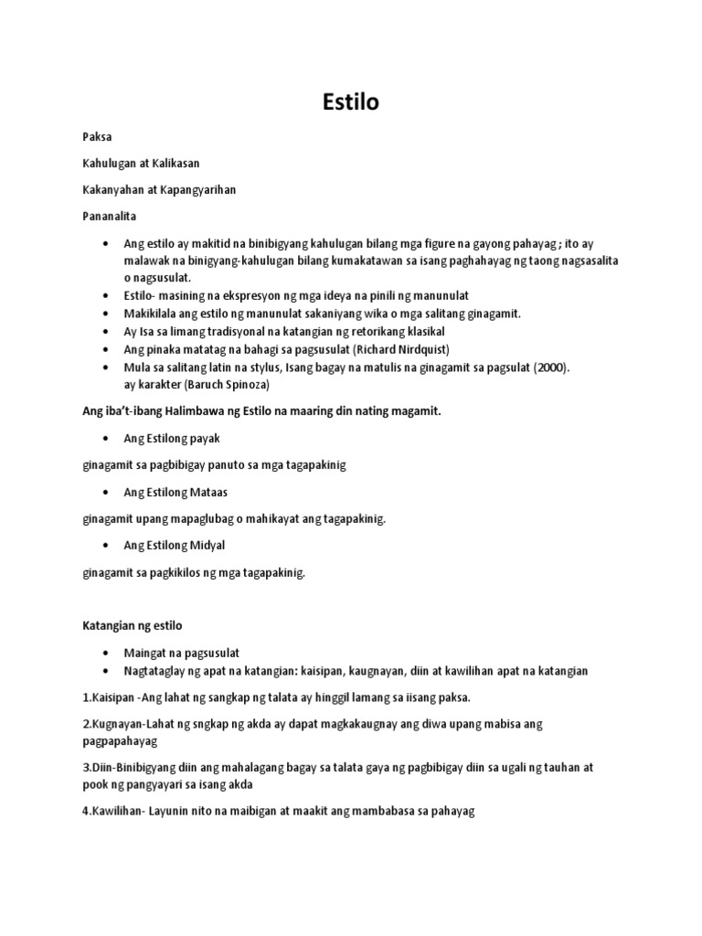 Estilo Group 1 Summary | PDF