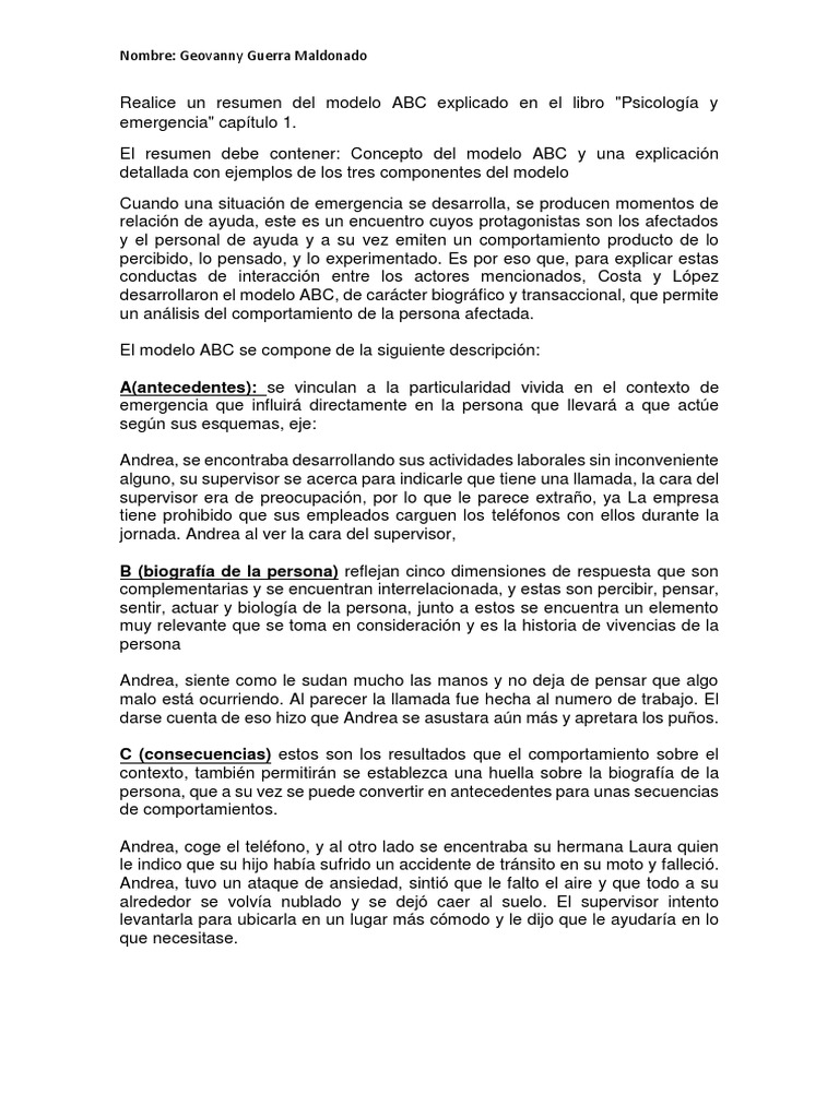 Modelo Abc | PDF | Comportamiento | Aparición