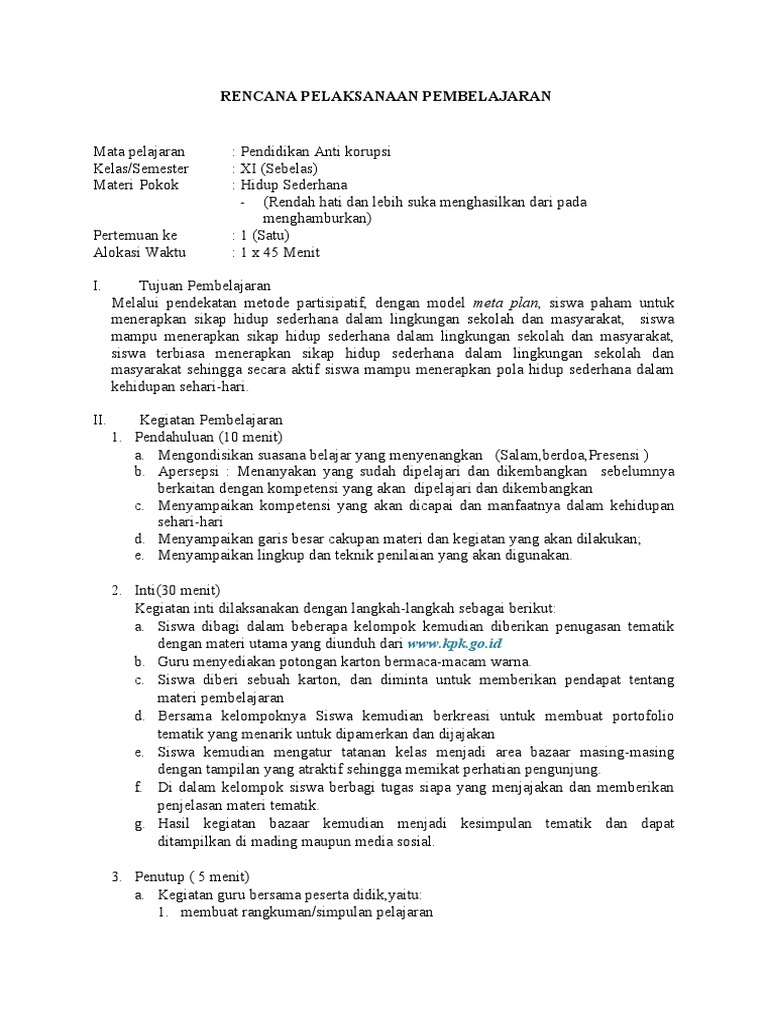 RPP Sederhana XI | PDF