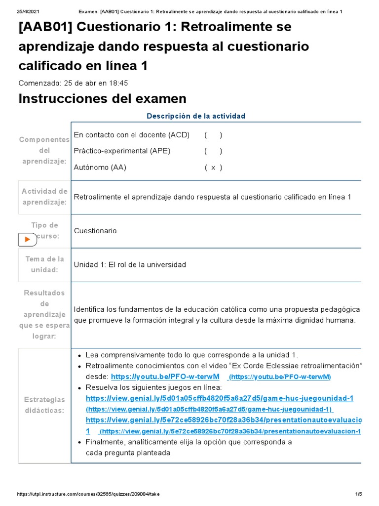 Cuestionario sobre Educación Católica | PDF | Prueba (evaluación ...