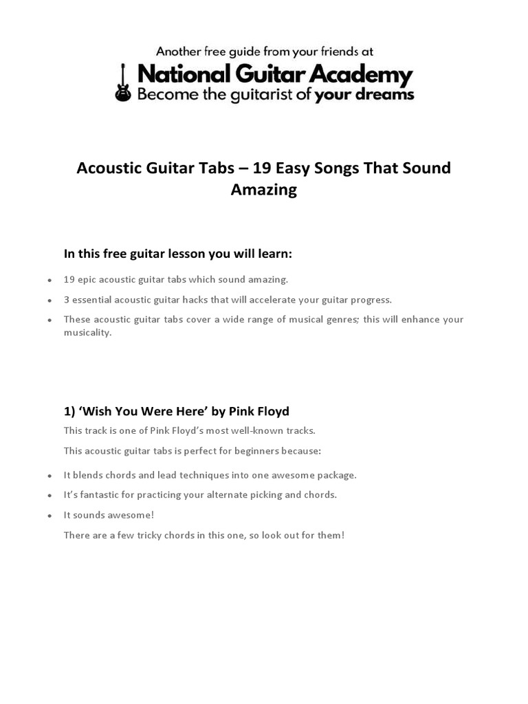 19 Cool Acoustic Guitar Tabs | PDF | Guitars | Song Structure