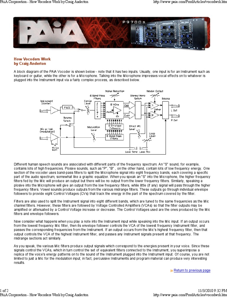PAiA - How Vocoder Works | PDF | Microphone | Audio Engineering