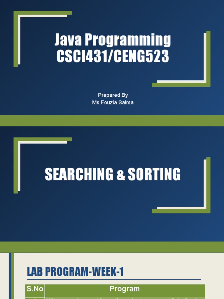 Week 3-Multidimensional Array Concepts, Searching Sorting | PDF | Array Data Structure | Programming