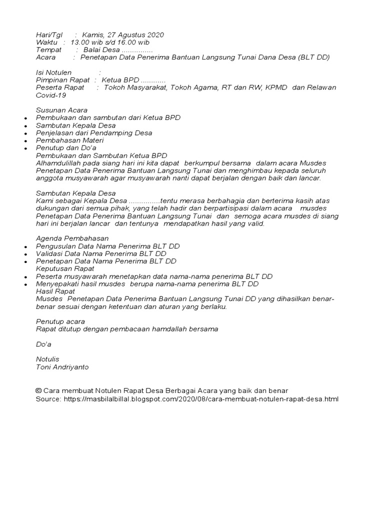 Contoh Notulen | PDF | Politik