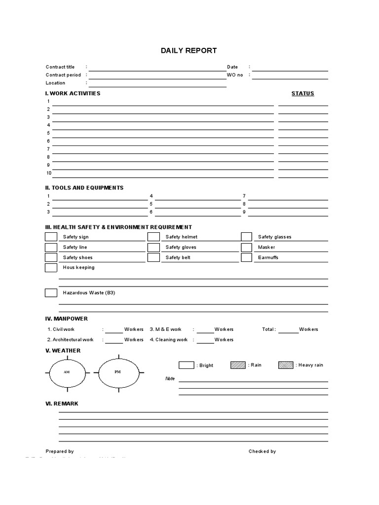 Form 09 - Daily Report (Rev.3) | PDF