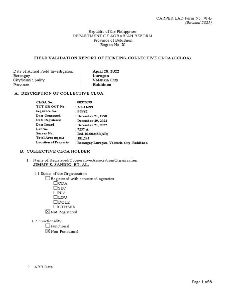 SANDIG.70 B Field Validation Report | PDF | Agriculture