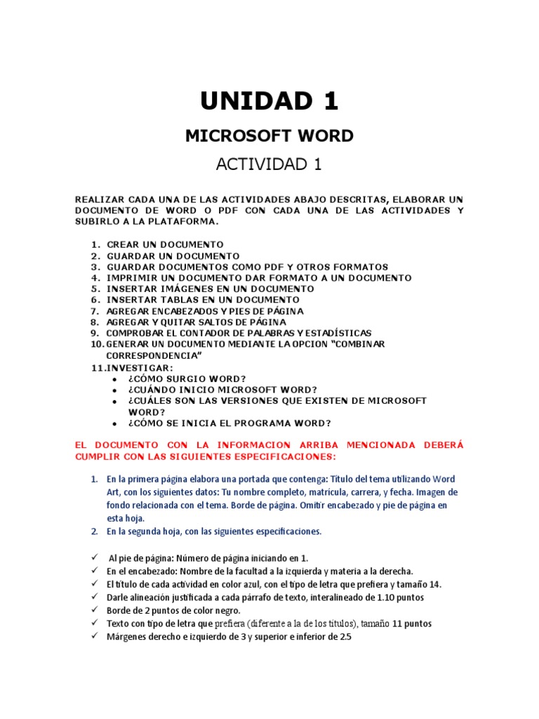 Actividad 1 | PDF | Microsoft Word | Informática