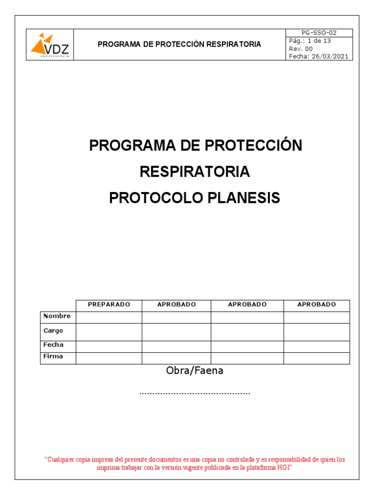 Programa de Proteccion Respiratoria | PDF | Vapor | Aerosol Programa de Proteccion Respiratoria | PDF | Vapor | Aerosol