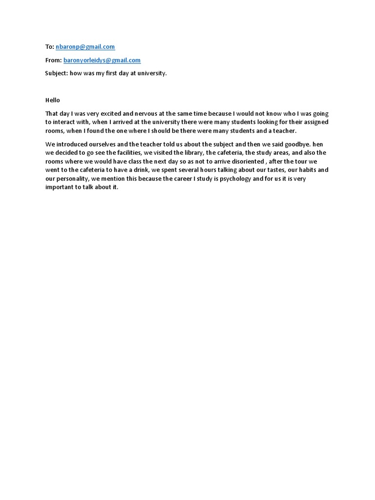 My First Day at University | PDF