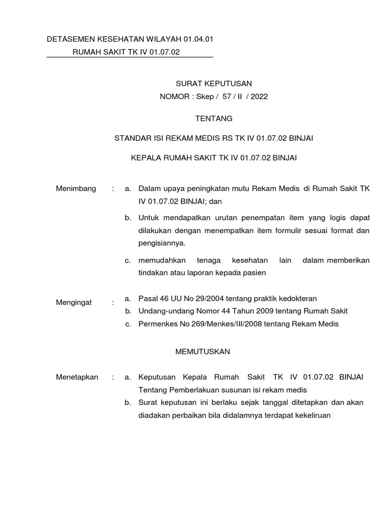 Penomoran Formulir Rekam Medis Pasien | PDF