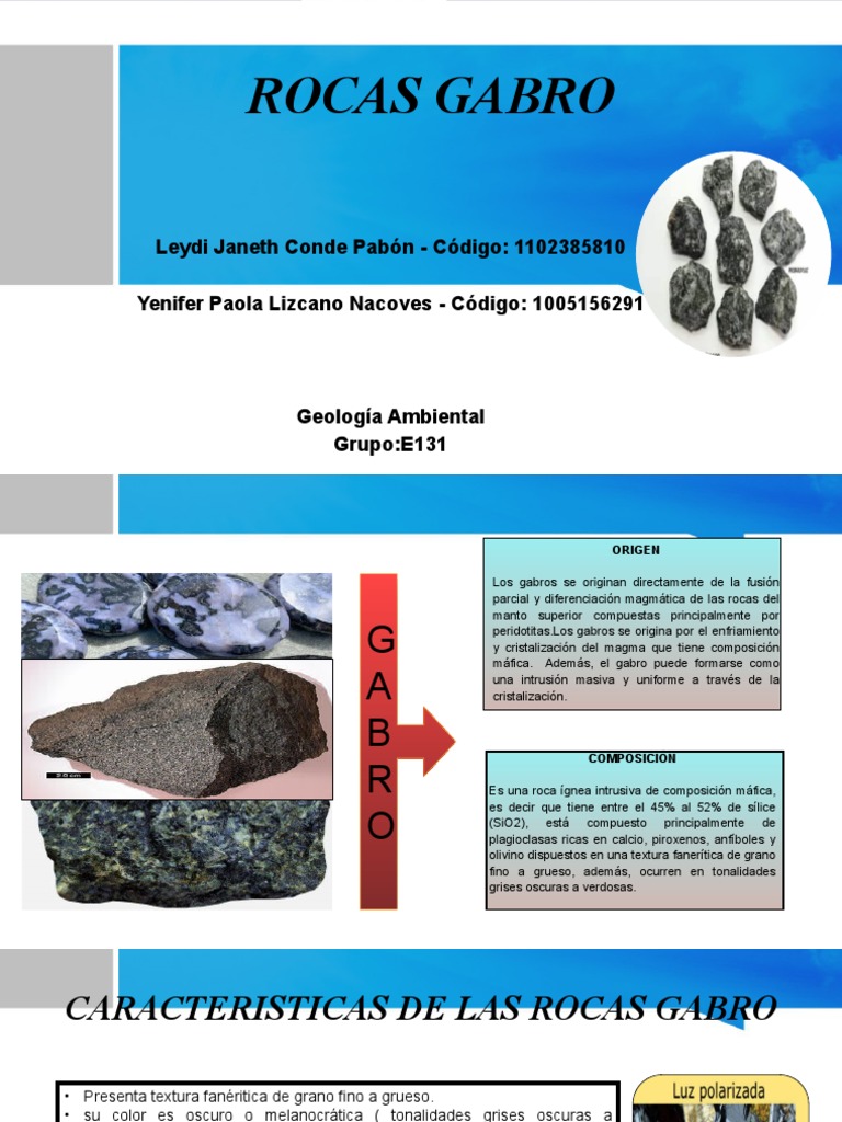 Exposición Rocas Gabro - Geologí | PDF | Roca (geología) | Roca ígnea