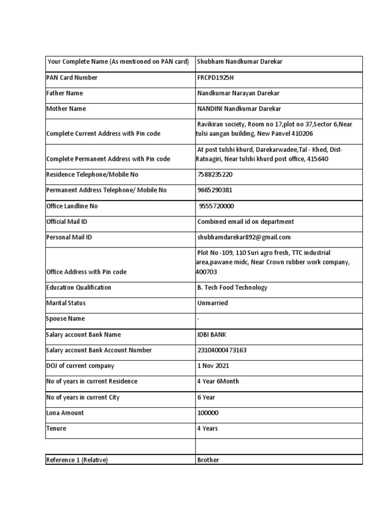 Tata Capital Application Form | Download Free PDF | Applications Of ...