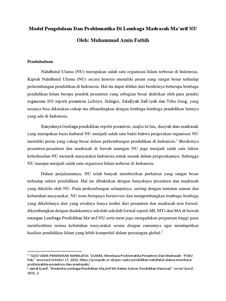 M Amin Fatih-Problematika & Pengelolaan LP Madrasah Ma'Arif | PDF