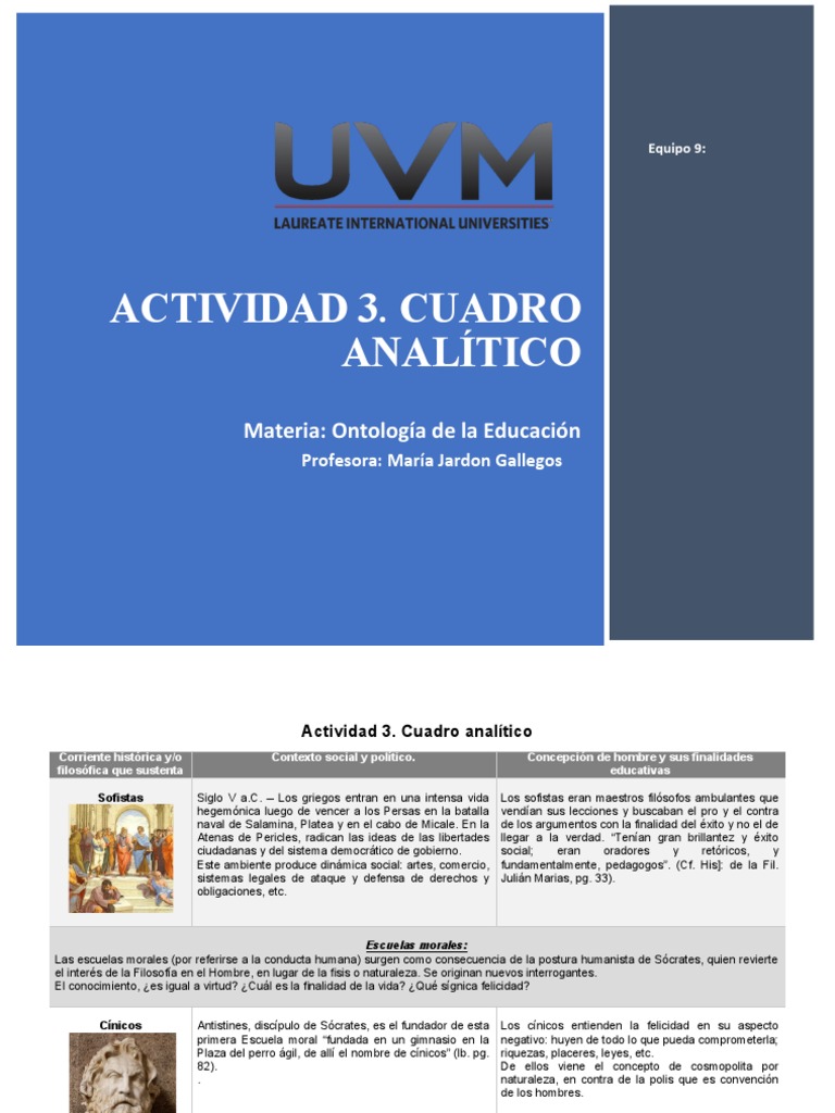 A3 - Cuadro Analitico - Ontologia de La Educacion | PDF | Platón | Aristóteles