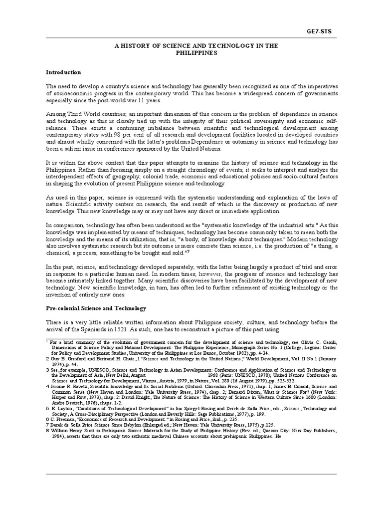 Tracing the Evolution of Science and Technology in the Philippines from ...