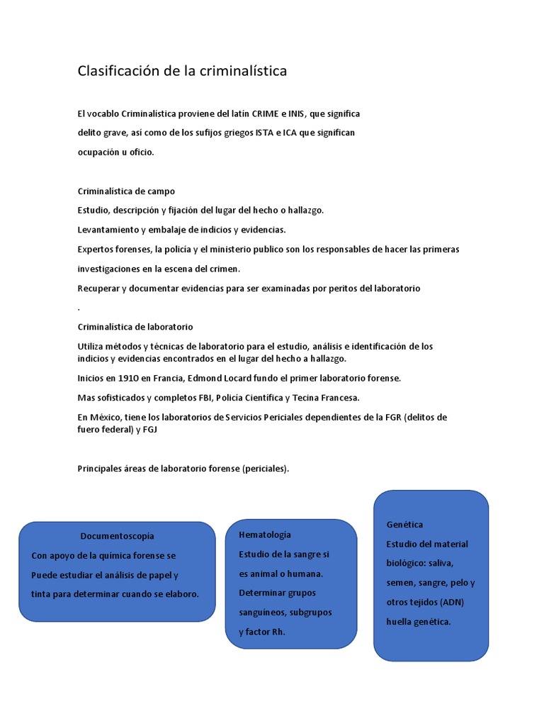Clasificacion de La Criminalistica | PDF
