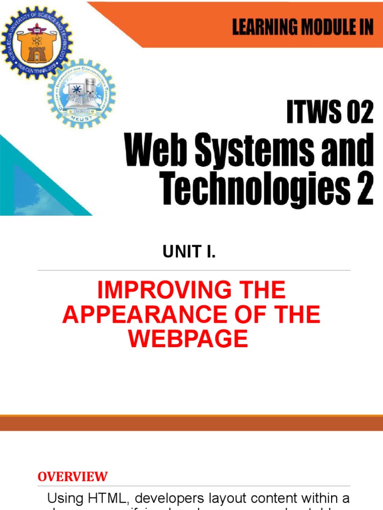 ITWS02 - Chapter I HTML | PDF | Html | Html Element