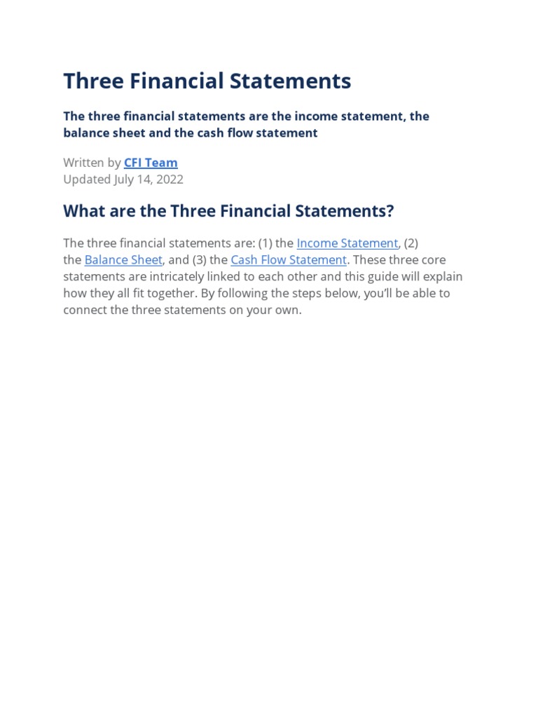 Three Financial Statements | PDF