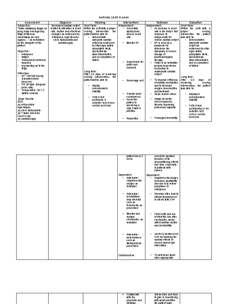 Nursing Care Plan for Cardiac Output Issues | PDF | Heart Failure | Heart