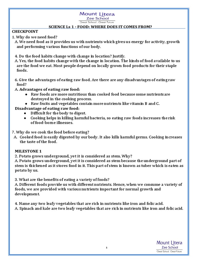 Grade 6 - Science - Ls 1 - Food Where Does It Come From - L.R Notes ...