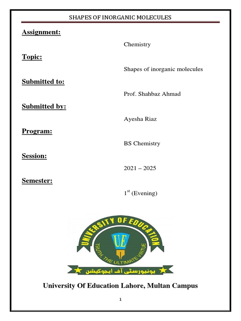 Shaping an Understanding: An Analysis of Shapes of Inorganic Molecules ...