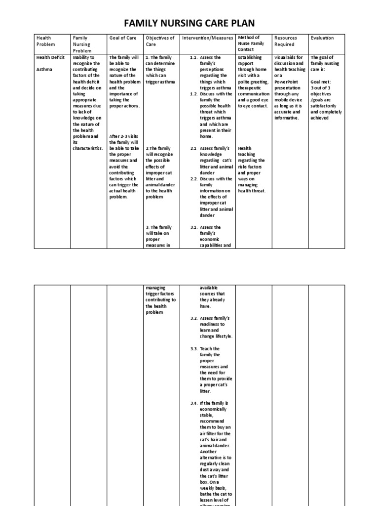FNCP Form Health Deficit Asthma | PDF | Nursing | Asthma