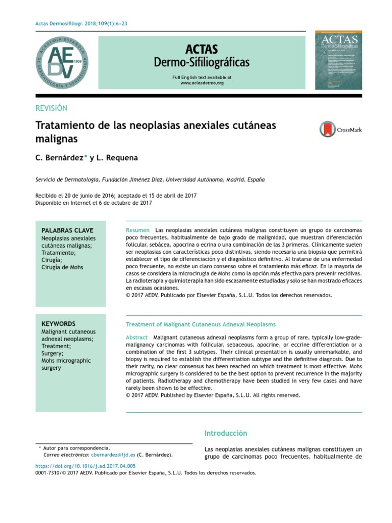 TX Neoplasias Anexiales Cutaneas | PDF | Metástasis | Cáncer