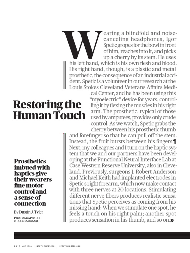 Enhancing Prosthetics with Haptic Feedback | PDF | Prosthesis | Senses