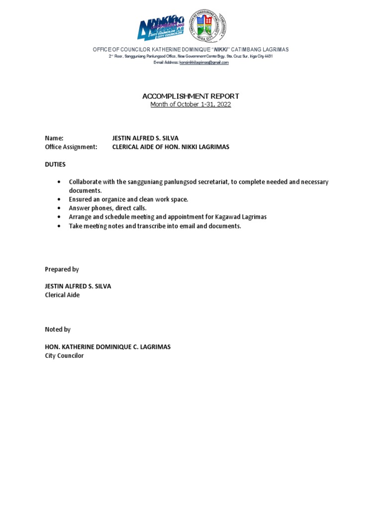 Accomplishment Report | PDF | Computing | Information Technology