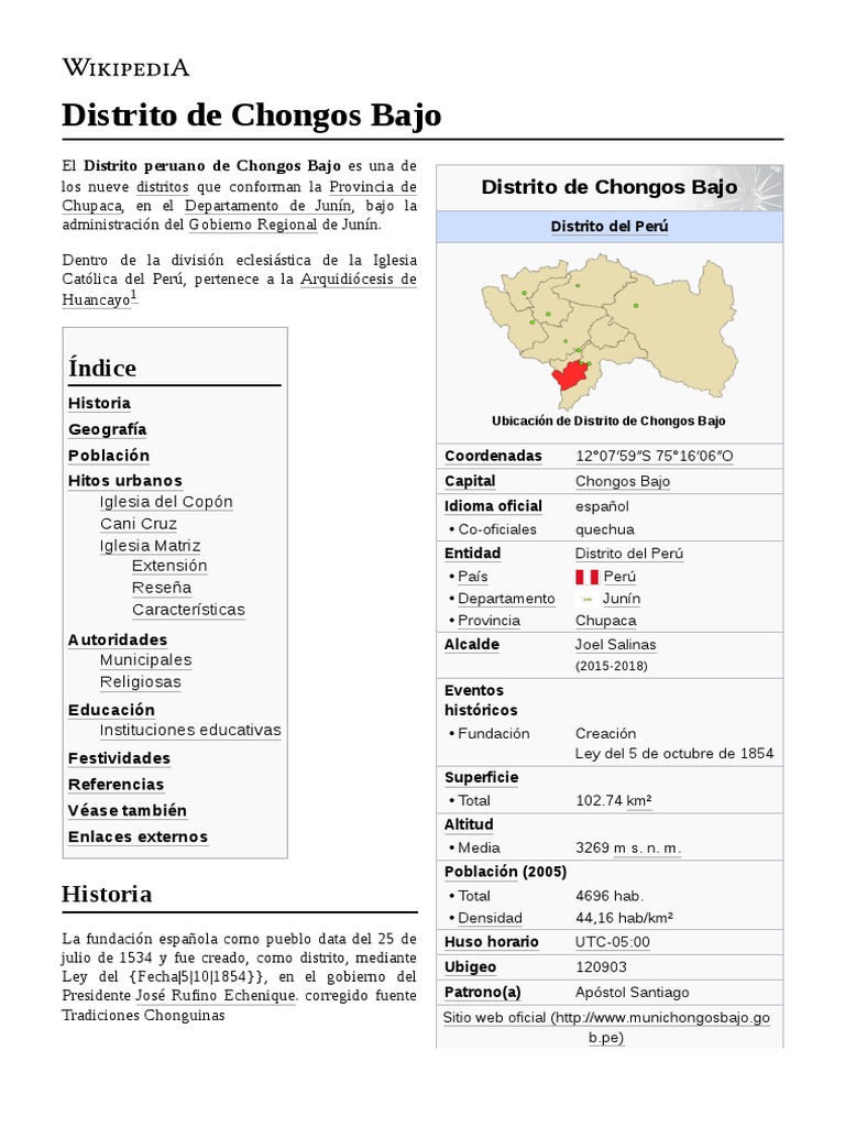 Información sobre Chongos Bajo, Perú | PDF