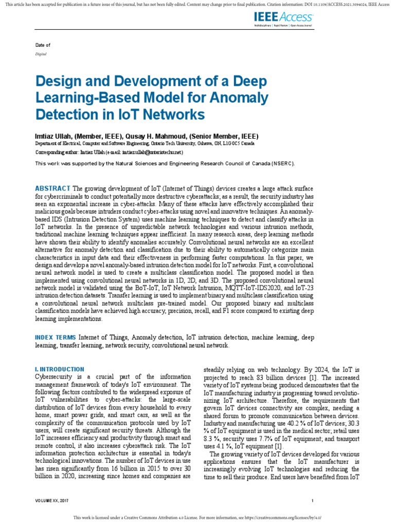 A Deep Learning Based Framework For Cyberattack Detection In Iot Networks Pdf Internet Of