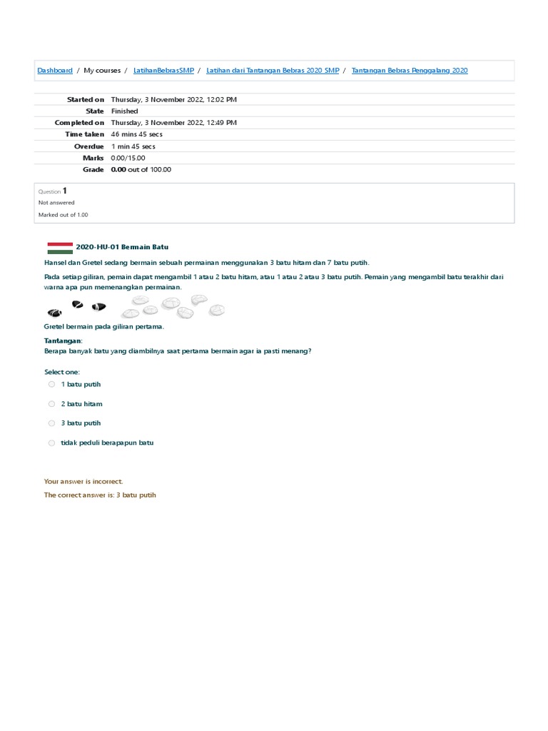 Tantangan Bebras Penggalang 2020 - Attempt Review | PDF