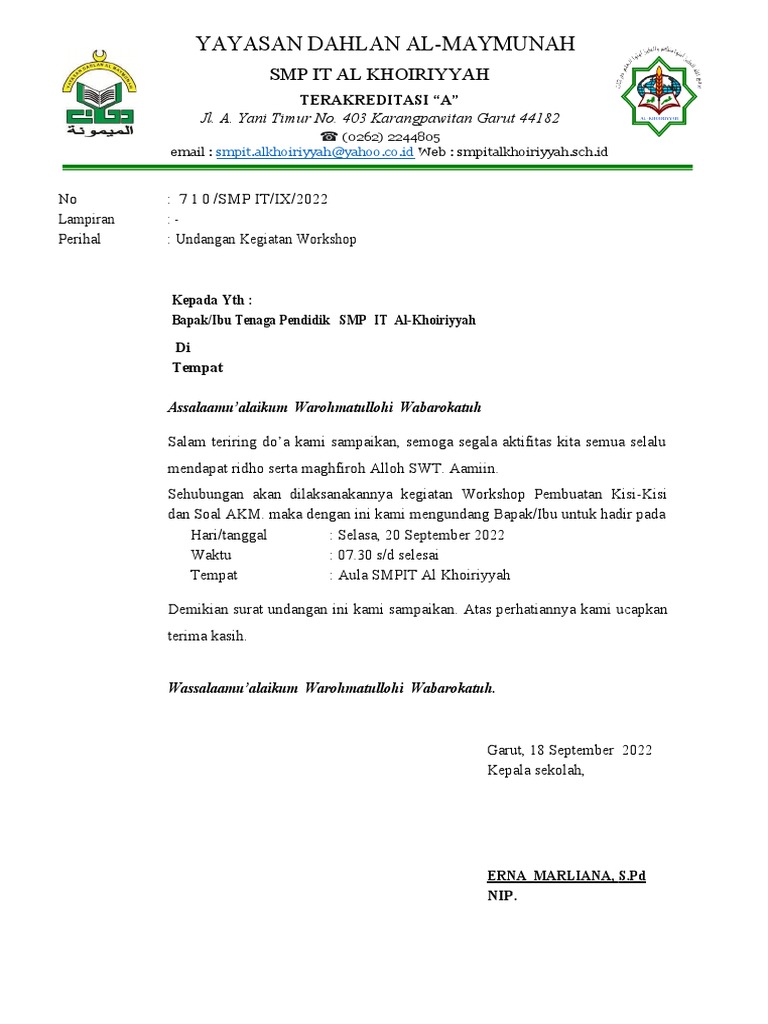 Surat Undangan Workshop | PDF