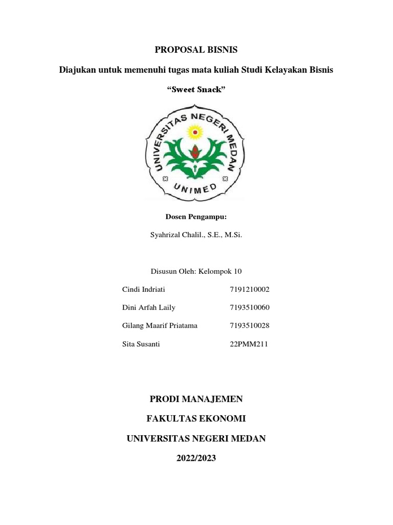 Proposal Bisnis Sweet Snack Sehat | PDF | Bisnis