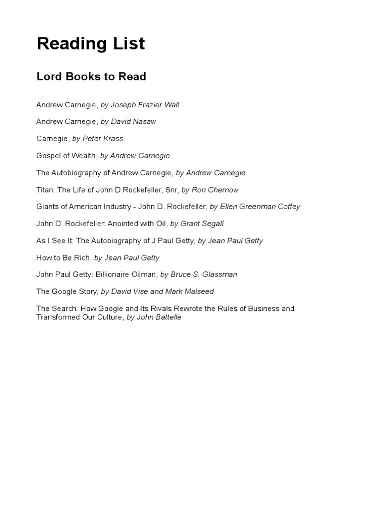 Lord Books To Read | PDF