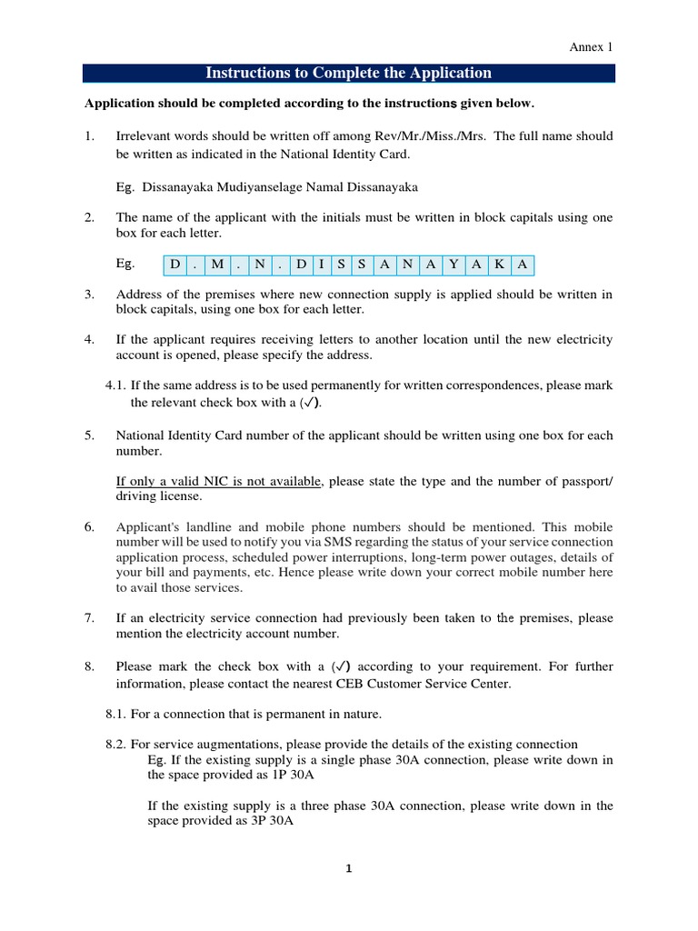 Annex 1 Instructions To Complete The Application EN | PDF | Identity Document