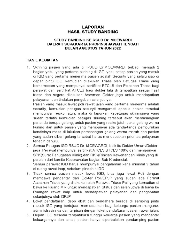 Hasil Study Banding RSUD Dr. Moewardi | PDF