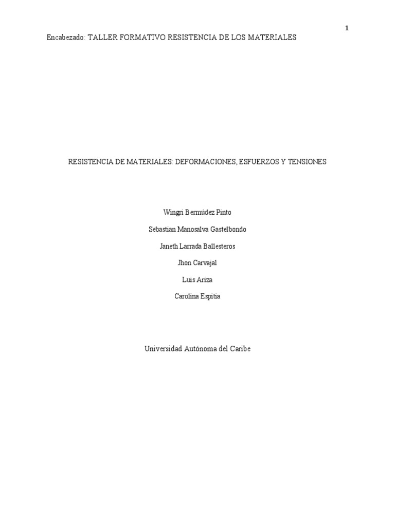 Taller Resistencias Descargar Gratis Pdf Resistencia De Materiales