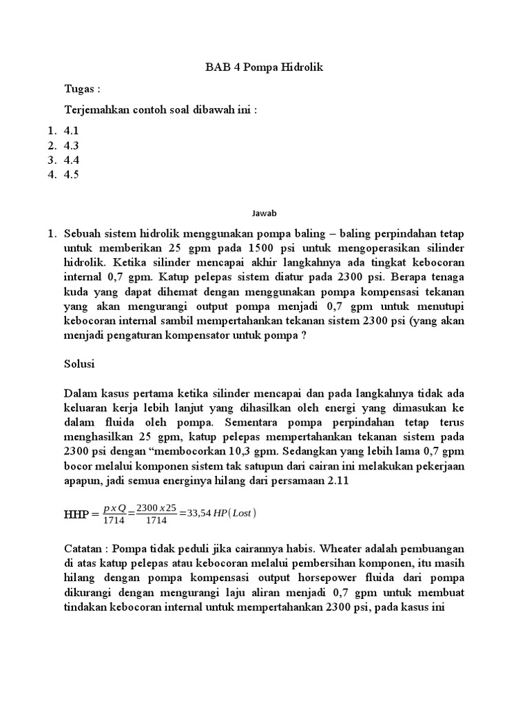 Bab 4 Pompa Hidrolik | PDF | Metode & Bahan Ajar | Komputer