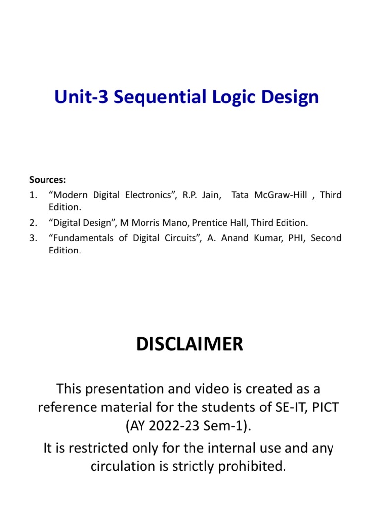 Unit 3 Sequential Logic Design | PDF | Information And Communications ...