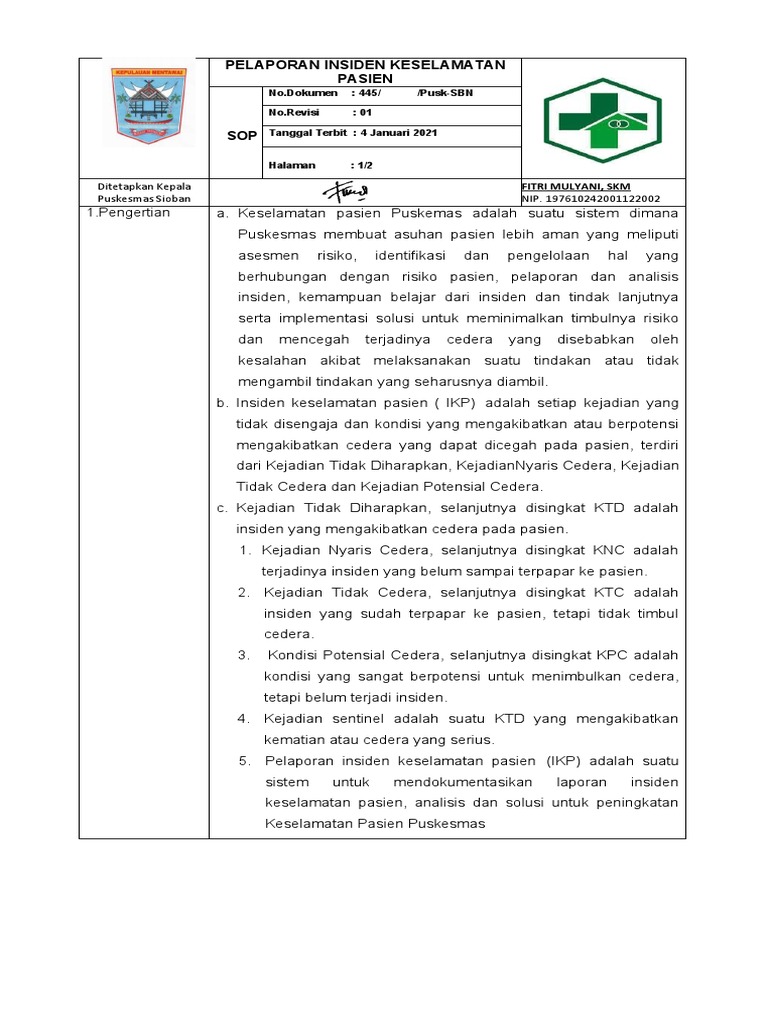 Sop Pelaporan Ikp | PDF